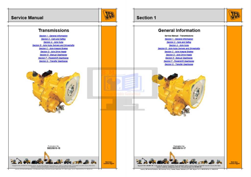 JCB Drivetrain Transmission Service Manual