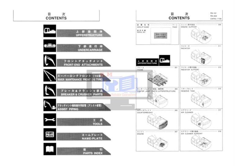 Hitachi EX200-5, EX200LC-5, EX210H-5, EX210LCH-5 Excavators Parts Manual
