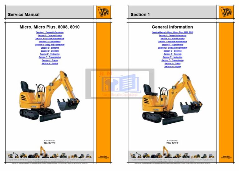 JCB 8008, JCB 8010 Excavators Service Repair Manual