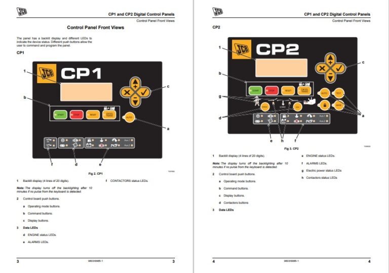 JCB CP1 And JCB CP2 Digital Control Panel Service Repair Manual