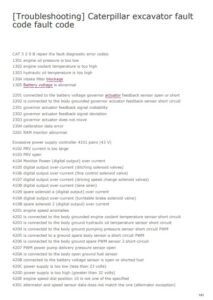 Caterpillar 320d Excavator Fault Code Fault Code List