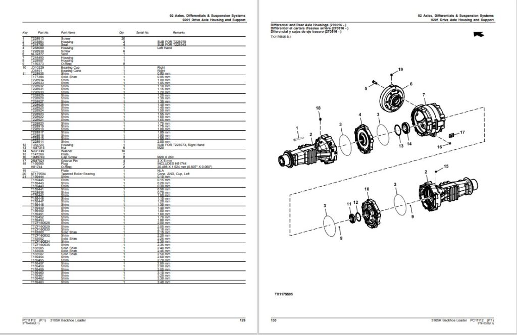 John Deere 310SK Backhoe Loader Parts Manual