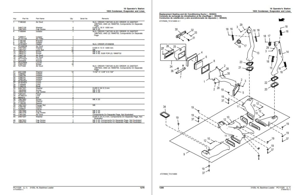 John Deere 310SL HL Backhoe Loader Parts Manual