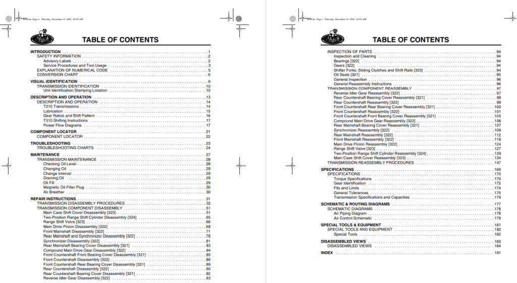 Mack ES T310 Transmission Service Repair Manual