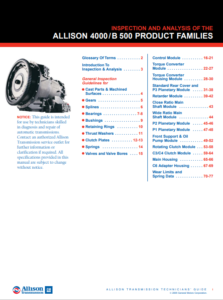 Allison 4000 And Allison B500 Product Families Technicians Guide