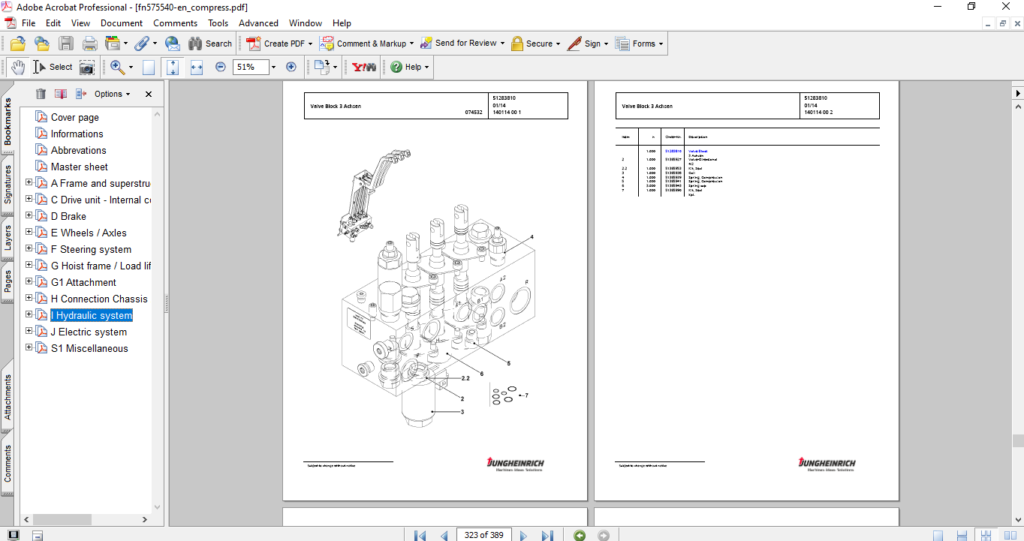 Jungheinric DFG 430 Forklift Spare Parts Catalogue