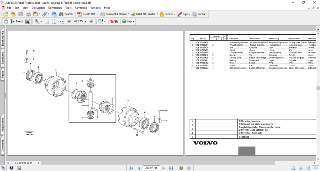 Volvo BL71B Backhoe Loader Parts Catalog