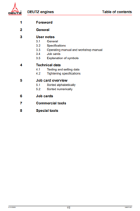 Deutz D2011, DT2011 Engines Workshop Repair Manual