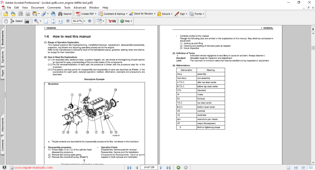 Komatsu 4D92E, 4D94LE, 4D98E Diesel Engine Workshop Repair Manual