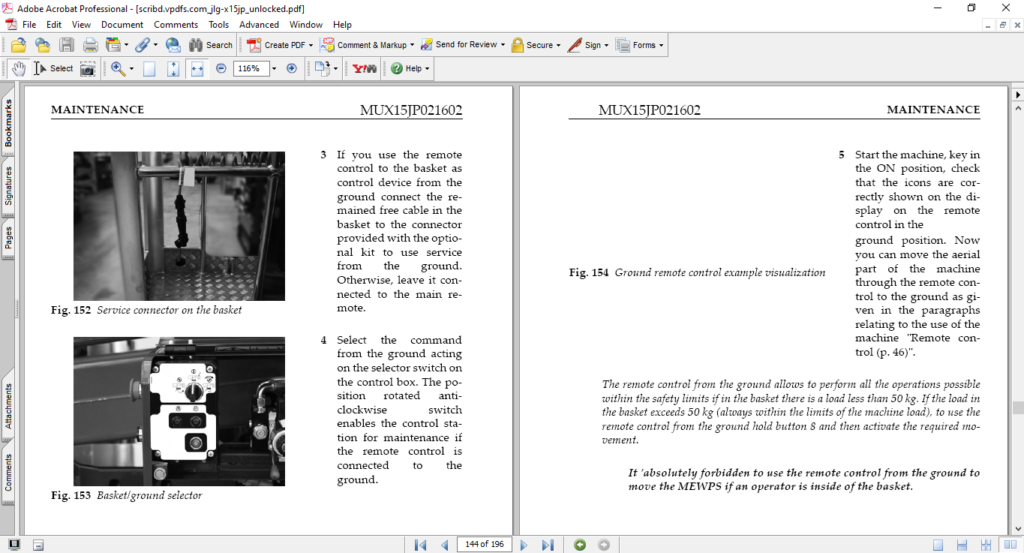 JLG X15JPLUS Boom Lift Operator, Safety,Maintenance & Service Manual