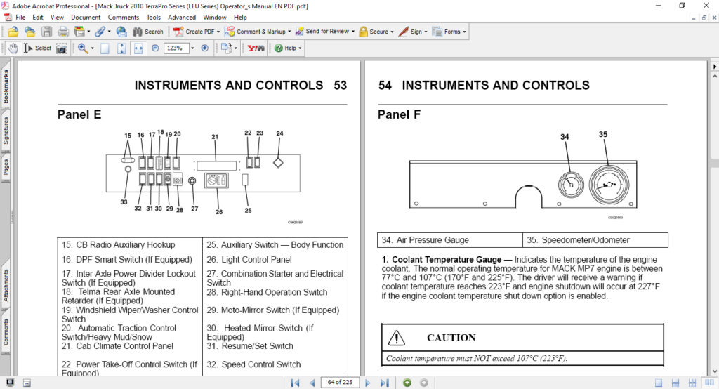 Mack Truck 2010 TerraPro Series (LEU Series) Operator's Manual