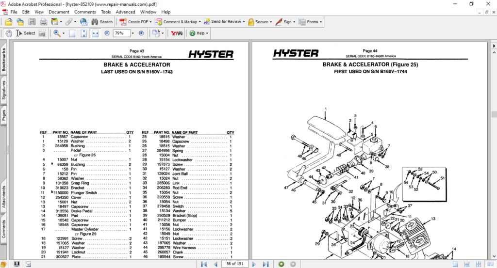Hyster J25, J35, J30BS (B160) Forklift Parts Manual