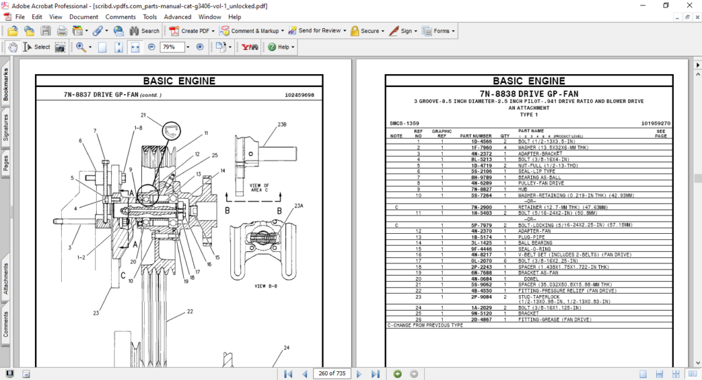 Caterpillar G3406 Industrial Engine Natural Gas Parts Manual