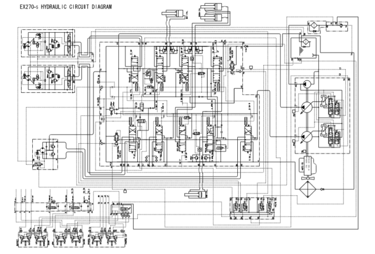 Hitachi EX270-5 Excavator Complete Hydraulic Circuit Diagram