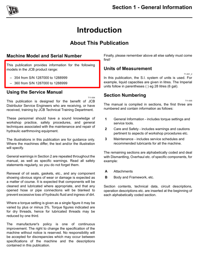 JCB 354 Tractor Service Repair Manual