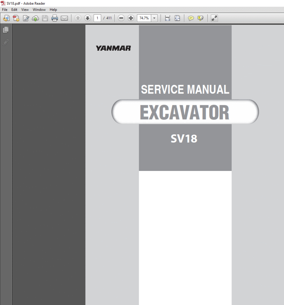 Yanmar SV18 Excavator Service Repair Manual